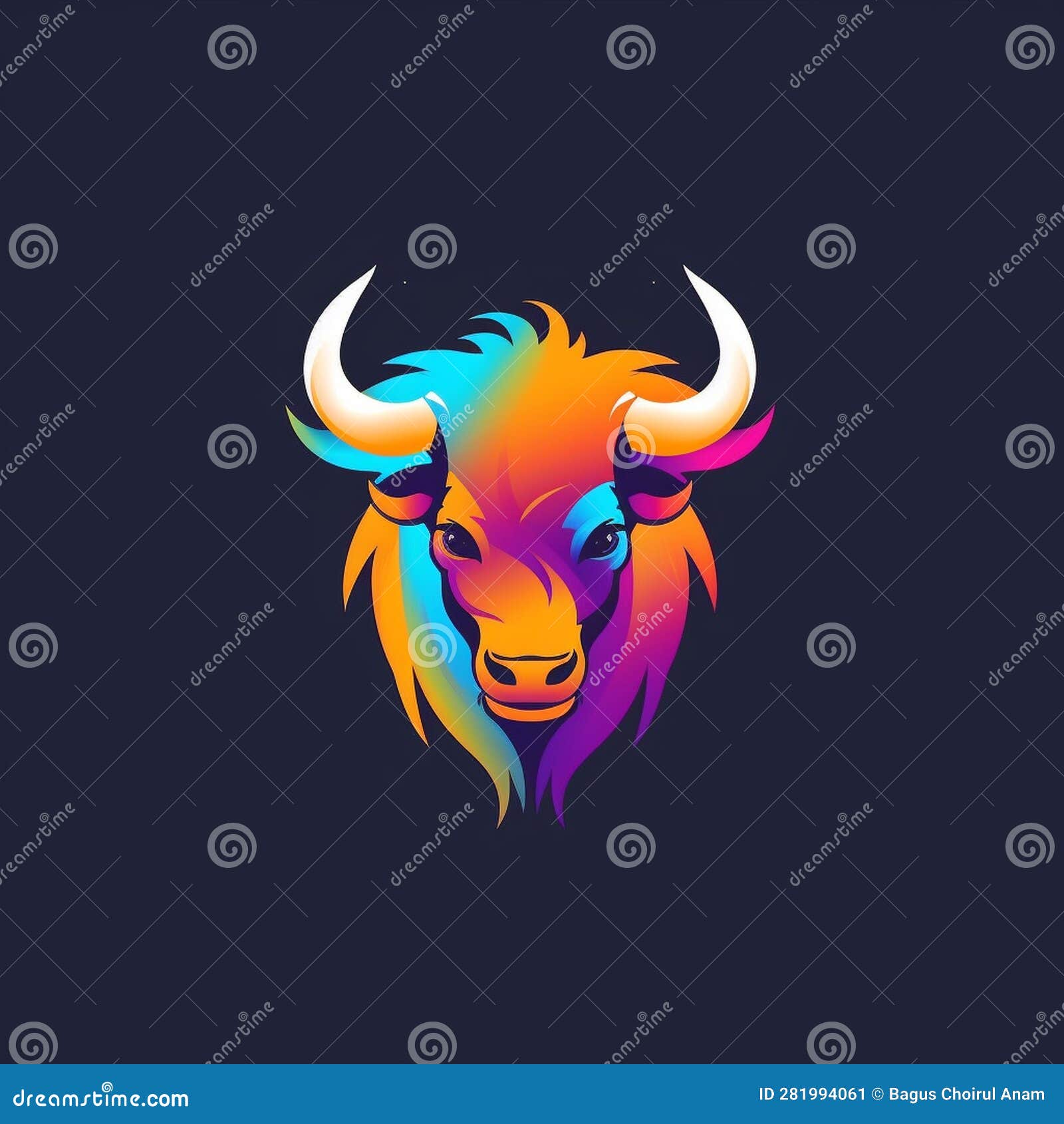 Minimalistic Colored Buffalo Illustration Stock Illustration ...