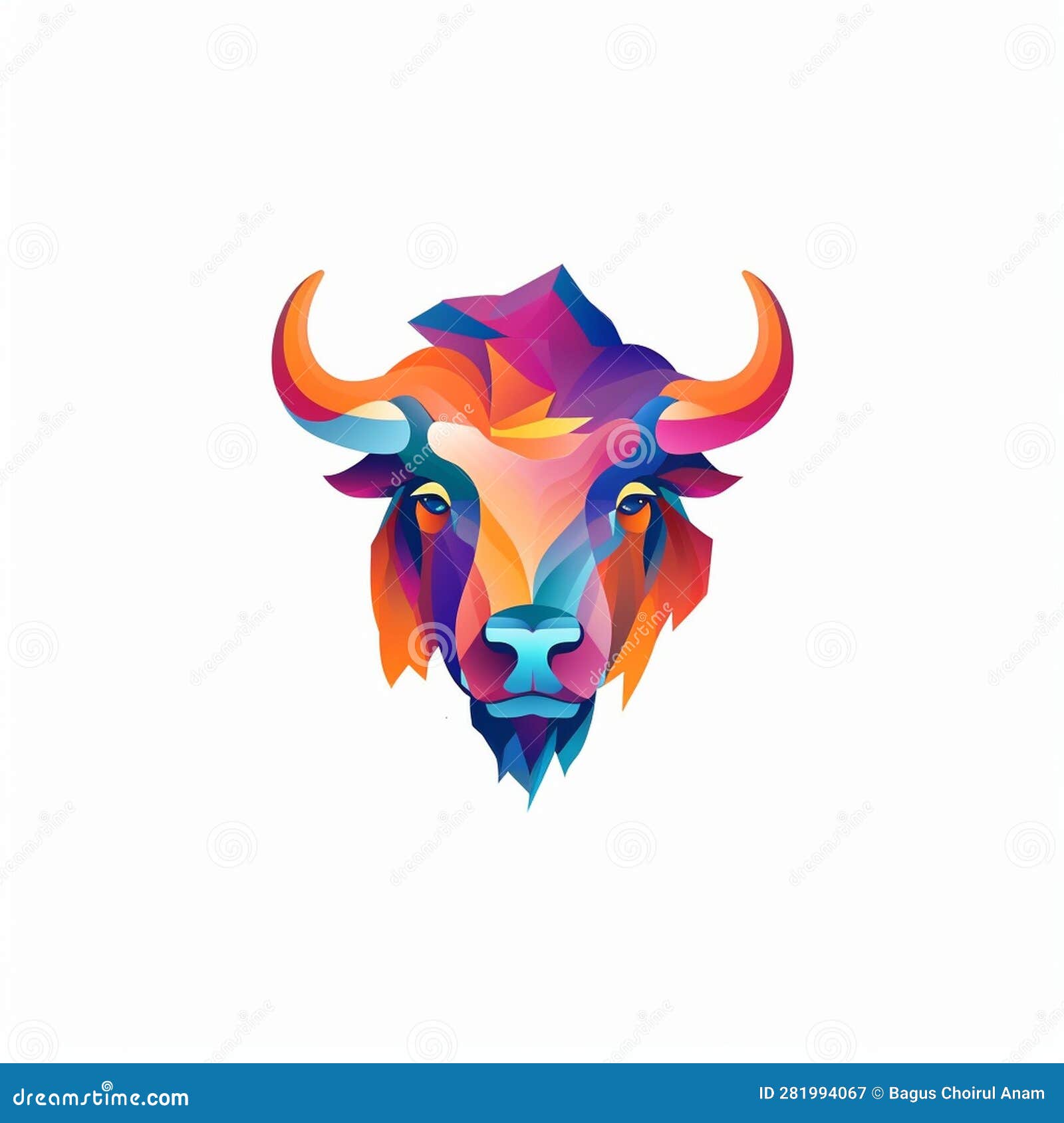 Minimalistic Colored Buffalo Illustration Stock Illustration ...