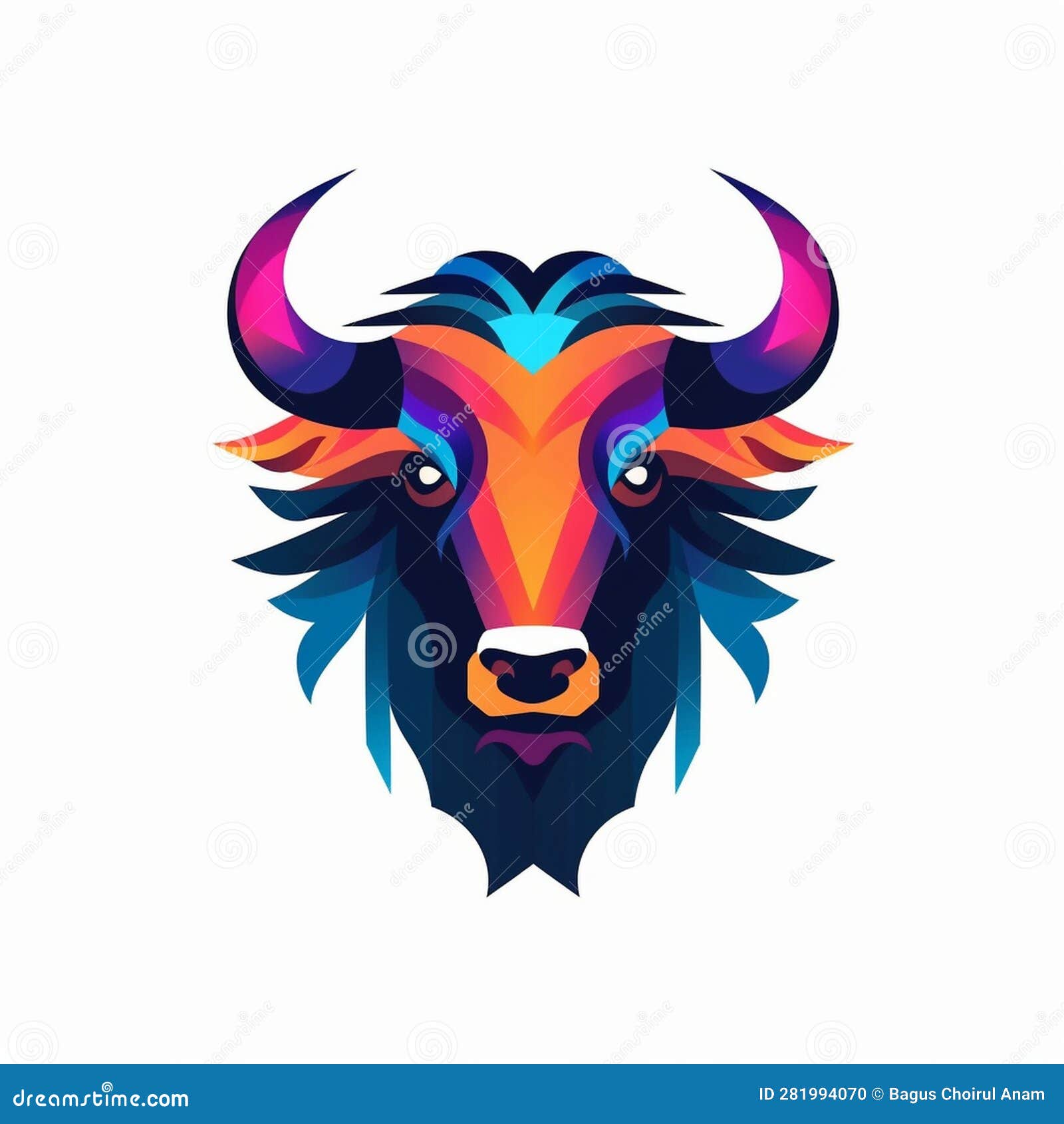 Minimalistic Colored Buffalo Illustration Stock Illustration ...