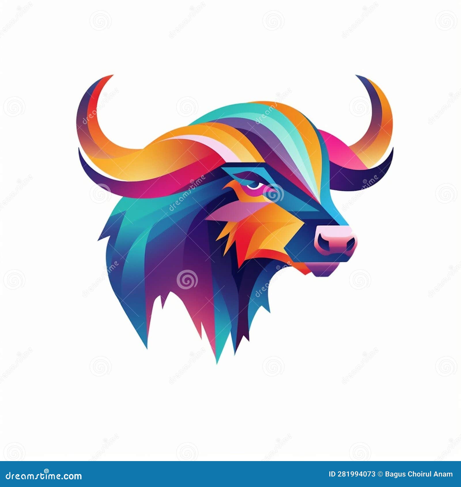 Minimalistic Colored Buffalo Illustration Stock Illustration ...
