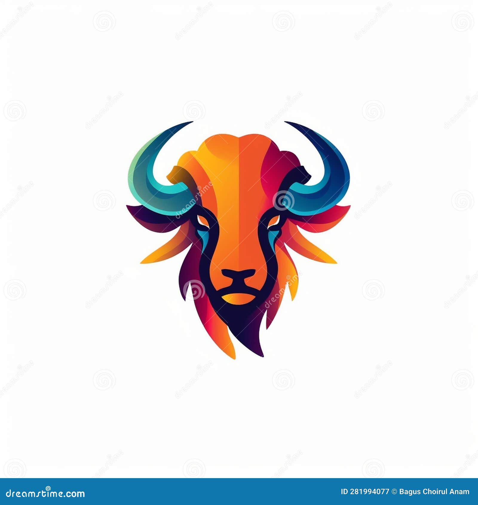 Minimalistic Colored Buffalo Illustration Stock Illustration ...