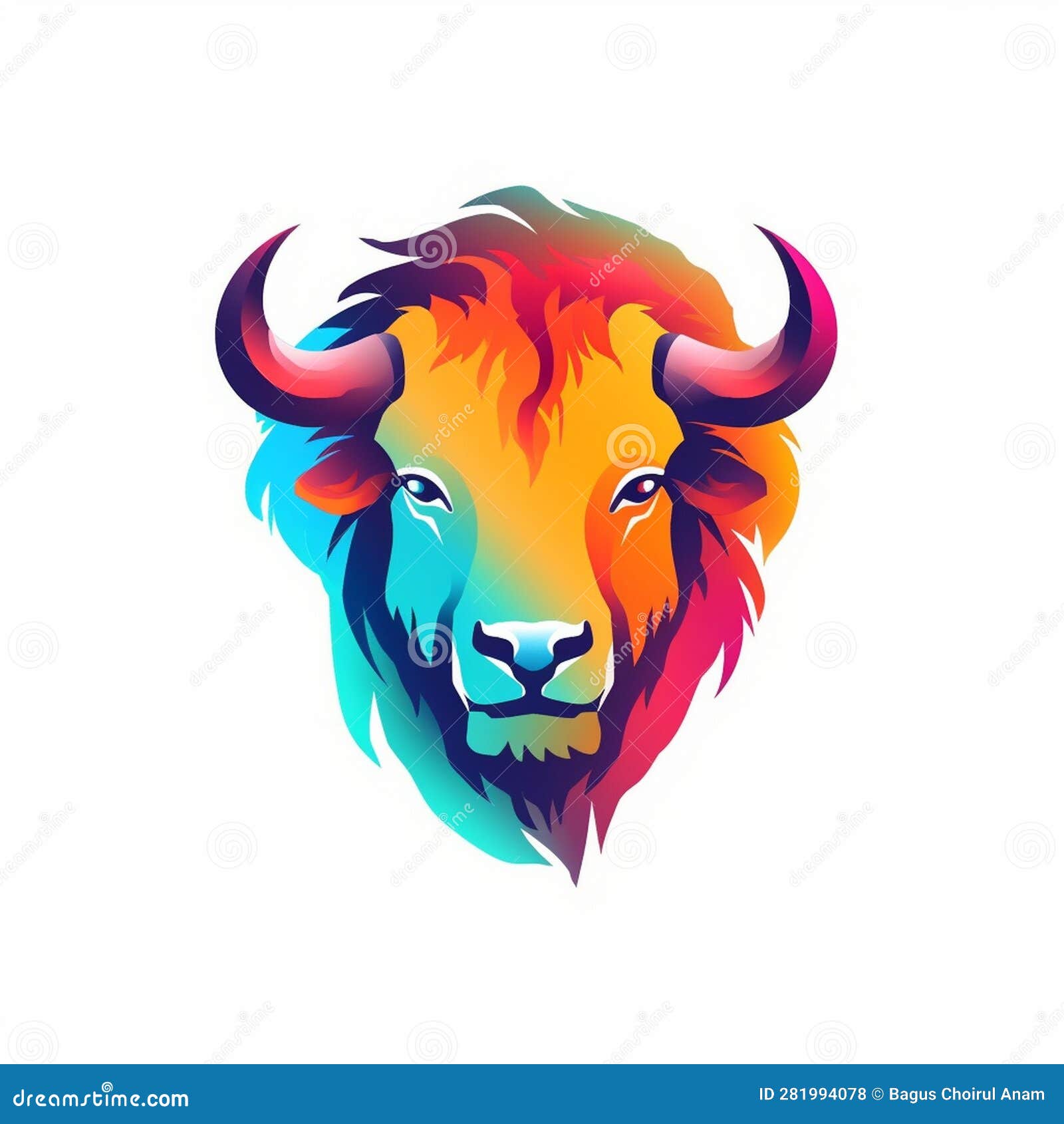 Minimalistic Colored Buffalo Illustration Stock Illustration ...