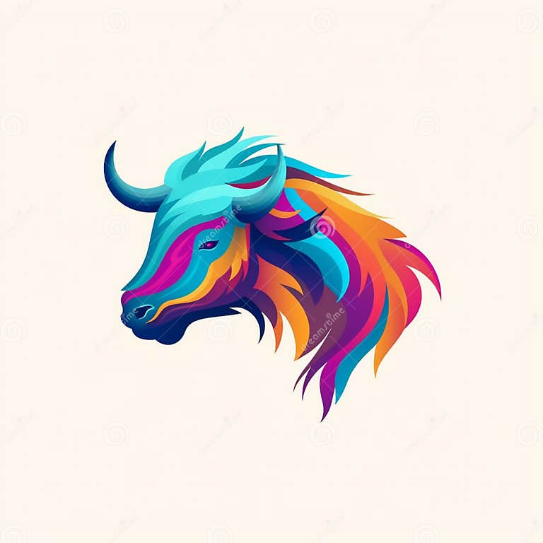 Minimalistic Colored Buffalo Illustration Stock Illustration ...