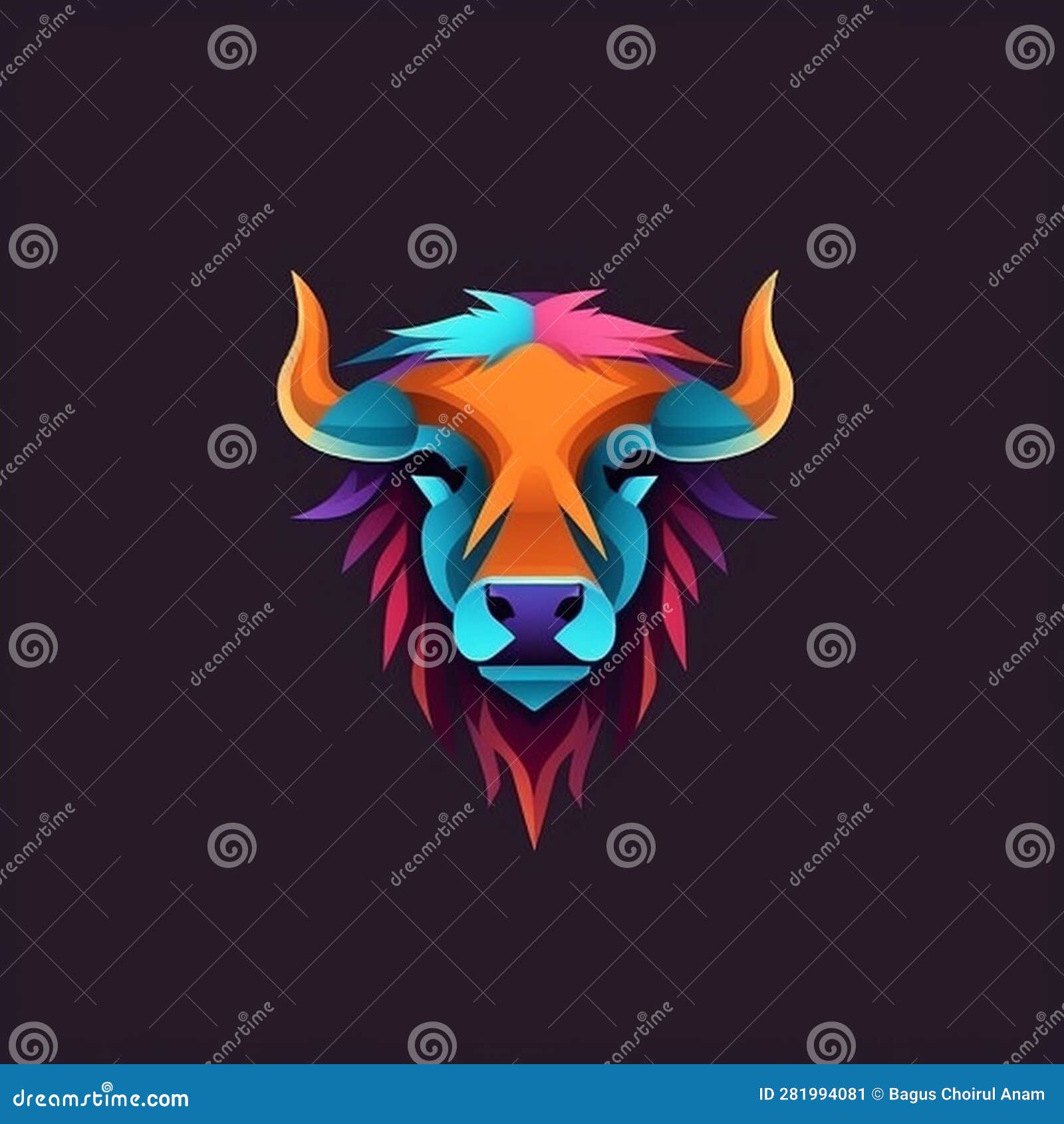 Minimalistic Colored Buffalo Illustration Stock Illustration ...