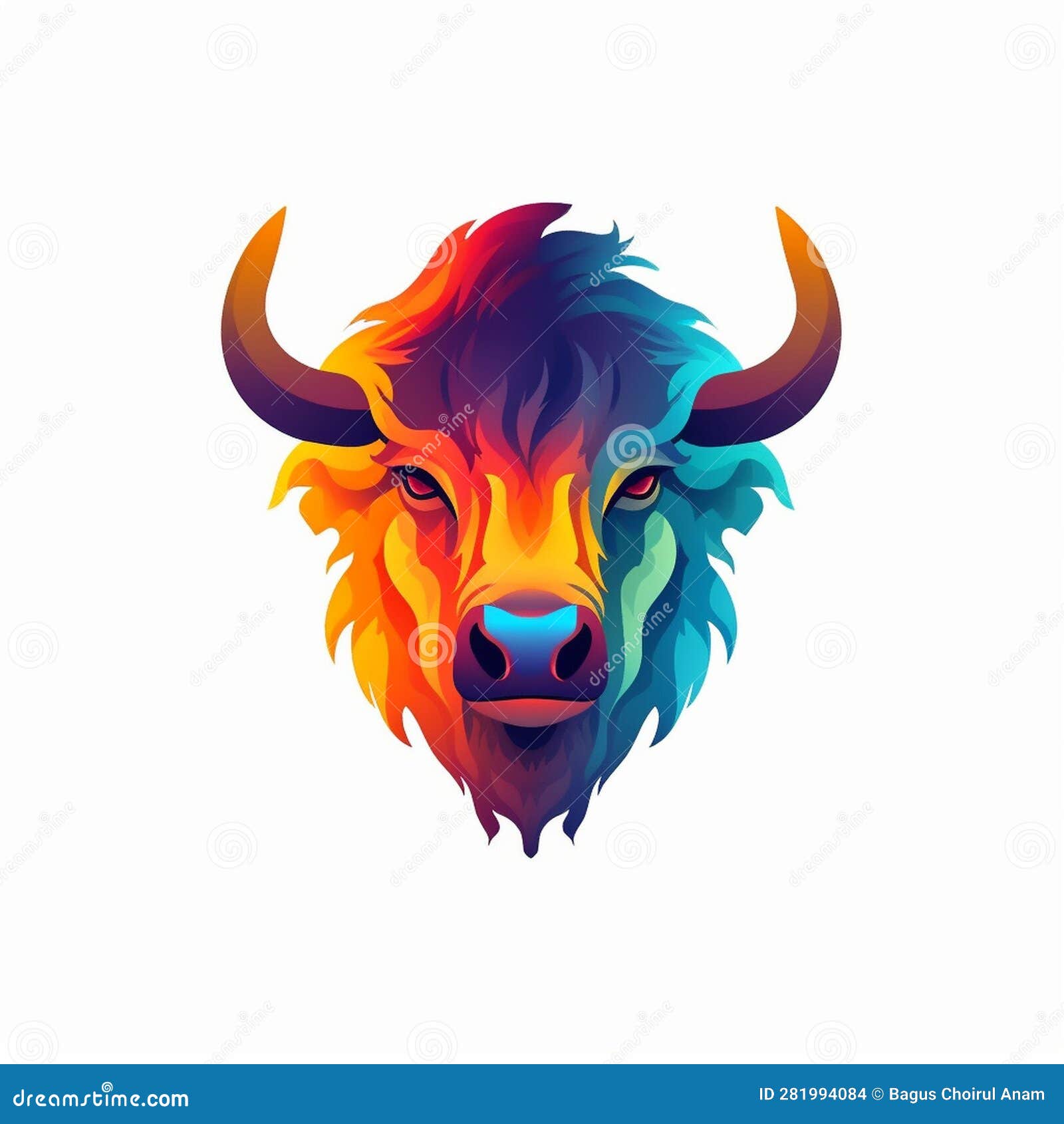 Minimalistic Colored Buffalo Illustration Stock Illustration ...