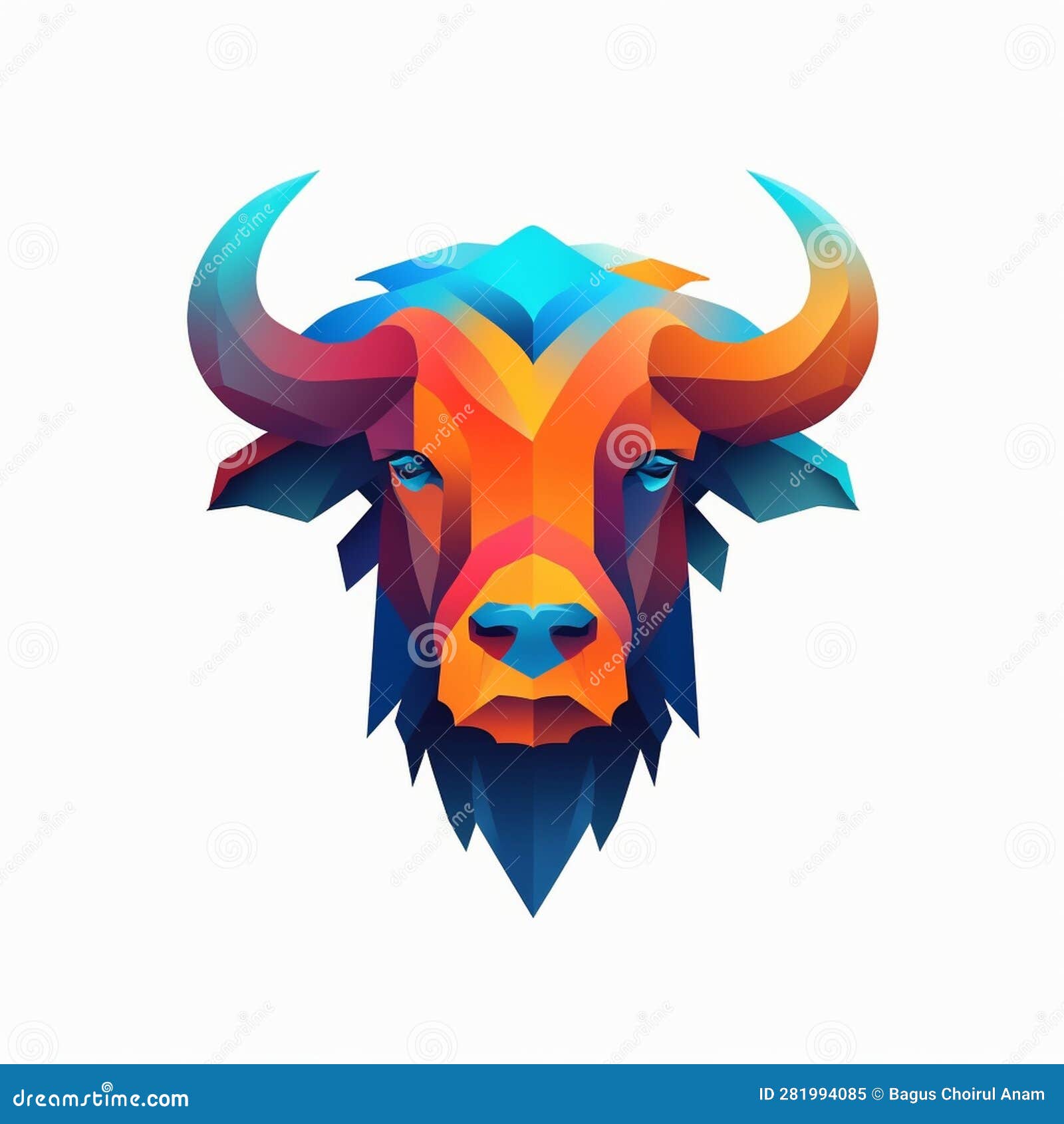 Minimalistic Colored Buffalo Illustration Stock Illustration ...