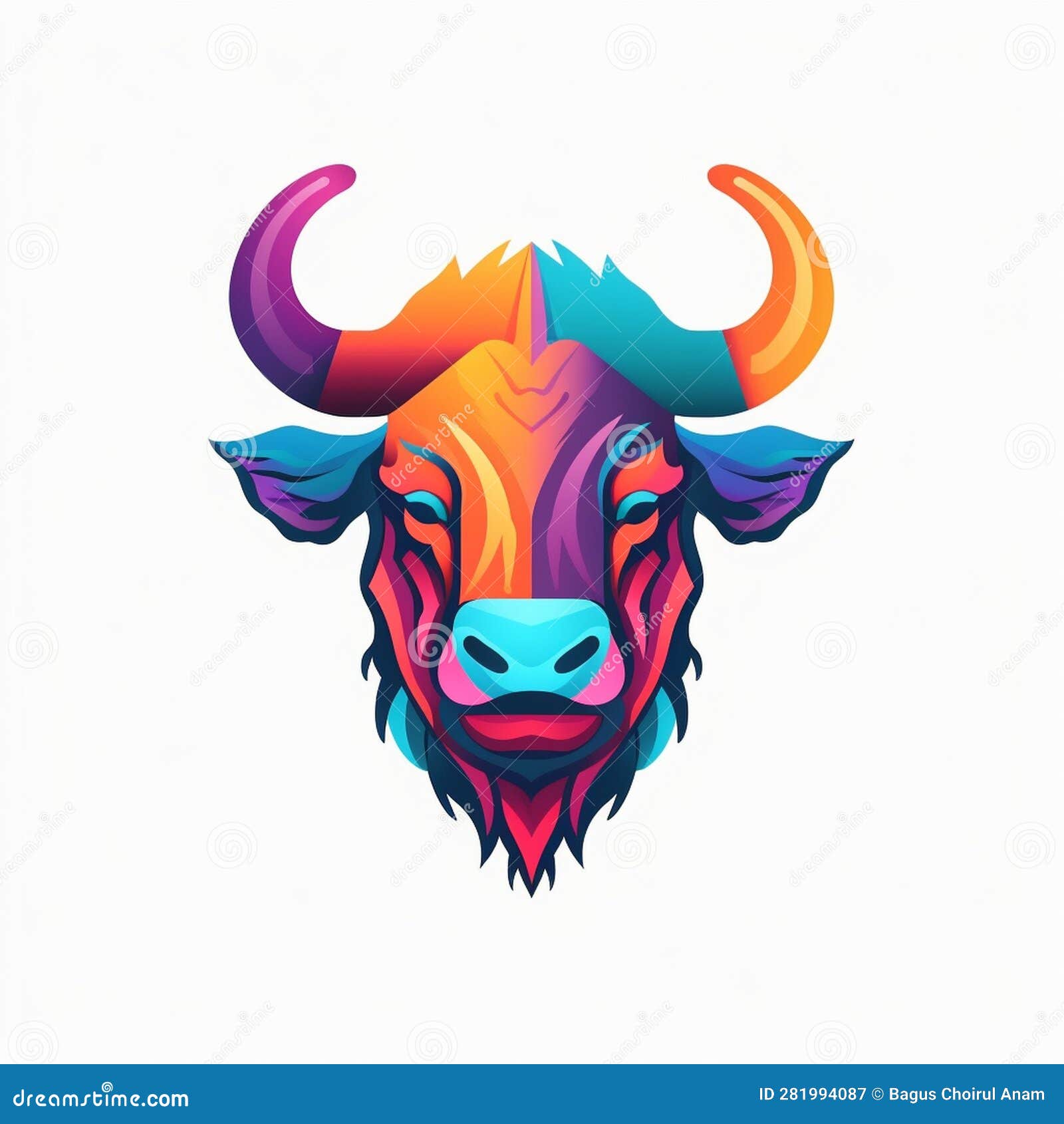 Minimalistic Colored Buffalo Illustration Stock Illustration ...