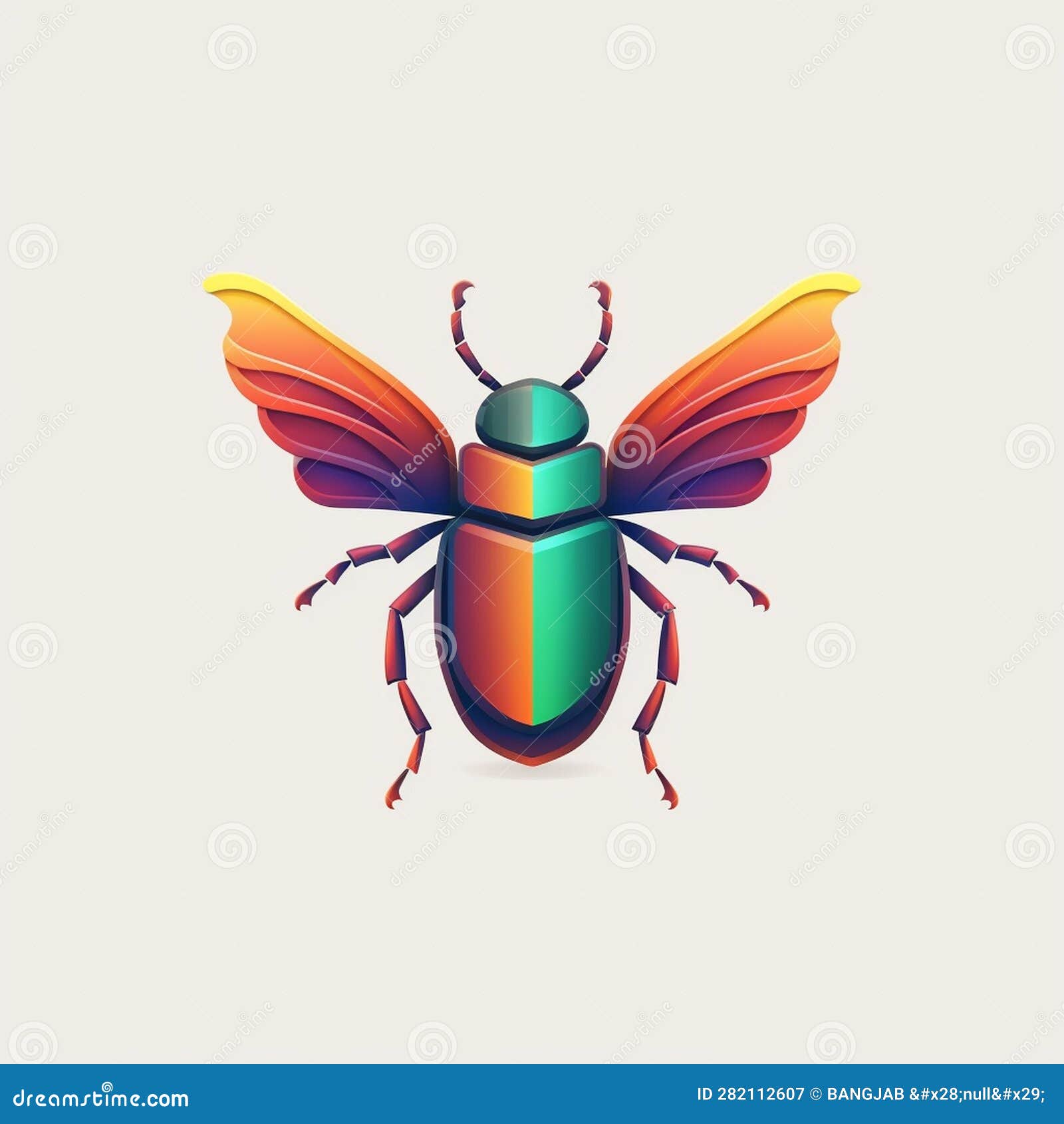 Minimalistic Colored Horn Beetle 2D Illustration Stock Illustration ...