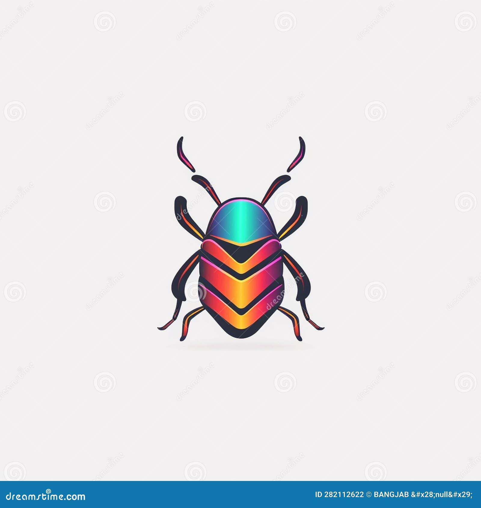 Minimalistic Colored Horn Beetle 2D Illustration Stock Illustration ...
