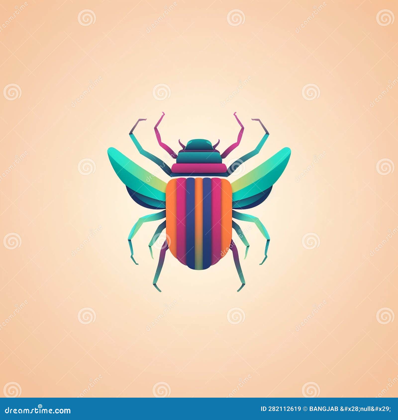 Minimalistic Colored Horn Beetle 2D Illustration Stock Illustration ...