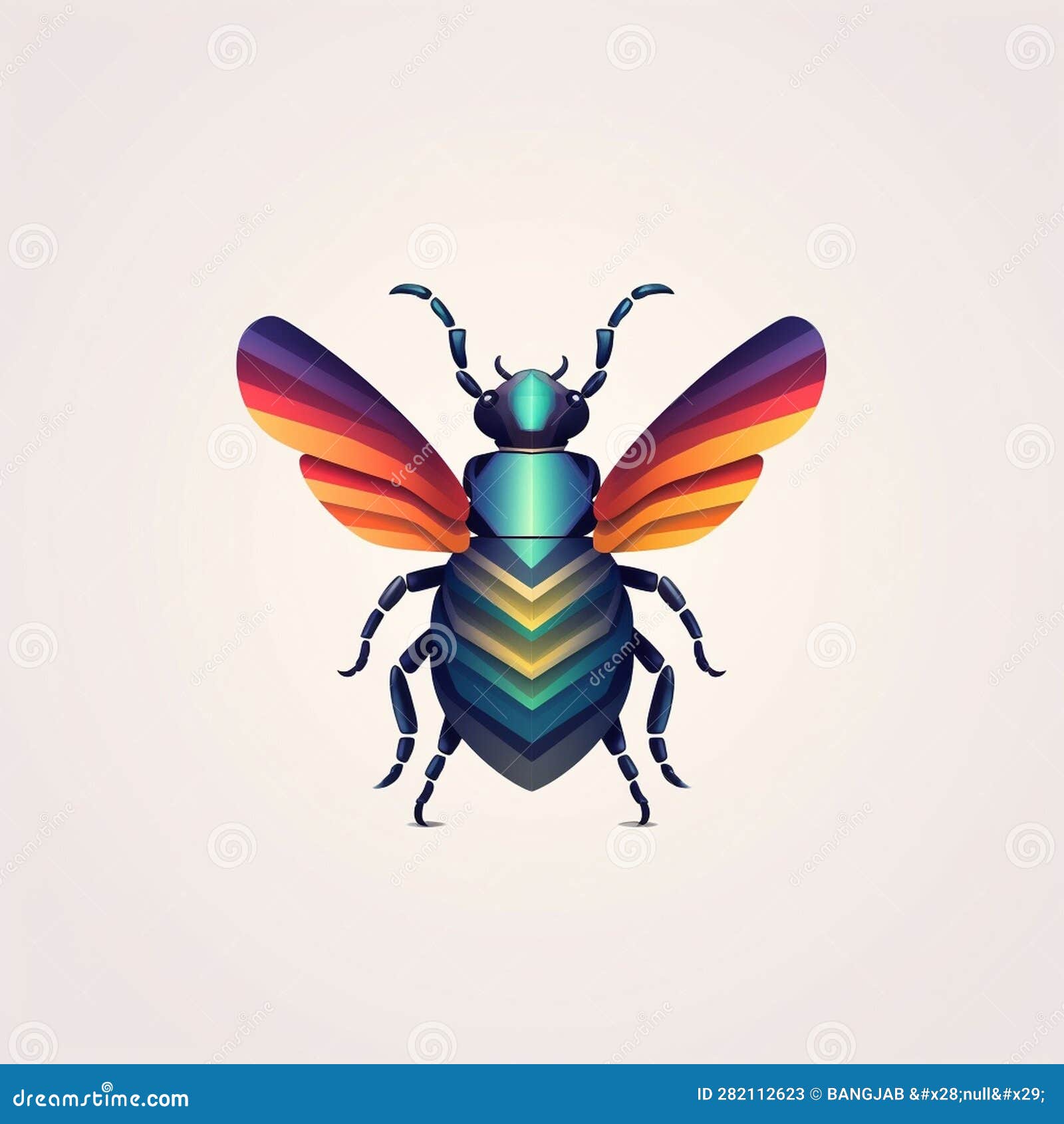 Minimalistic Colored Horn Beetle 2D Illustration Stock Illustration ...