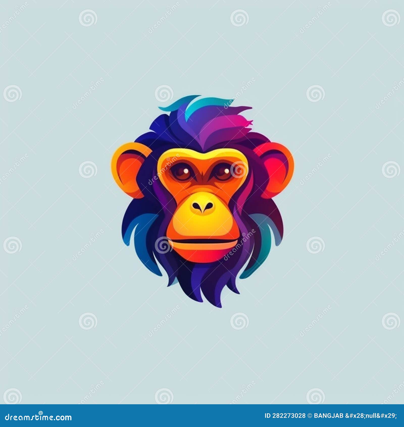 Minimalistic Colored Monkey 2D Logo Illustration Stock Illustration ...