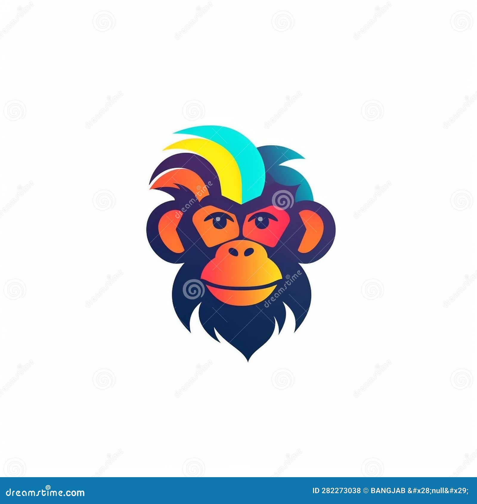 Minimalistic Colored Monkey 2D Logo Illustration Stock Illustration ...