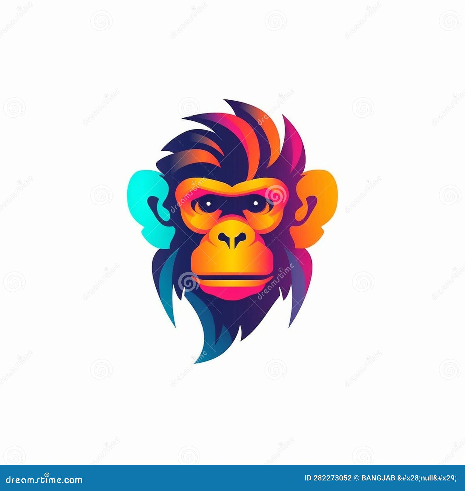 Minimalistic Colored Monkey 2D Logo Illustration Stock Illustration ...
