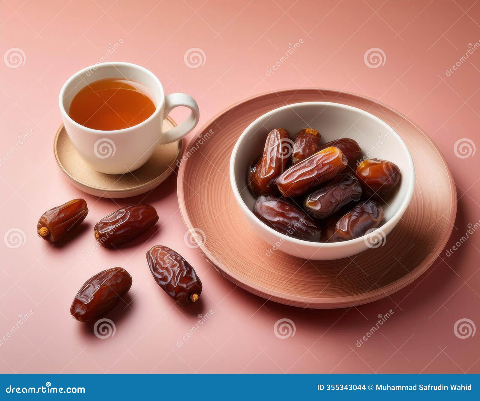 A Minimalistic Composition Featuring a Bowl of Dates and Cup of Tea ...