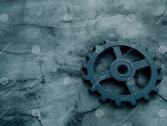 Minimalistic Concept of a Broken Mechanical Gear on Textured Concrete ...