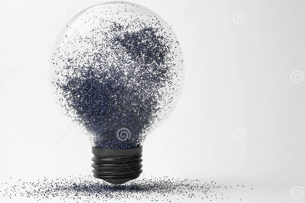 Minimalistic Concept of Transparent Light Bulb with Disintegrating ...