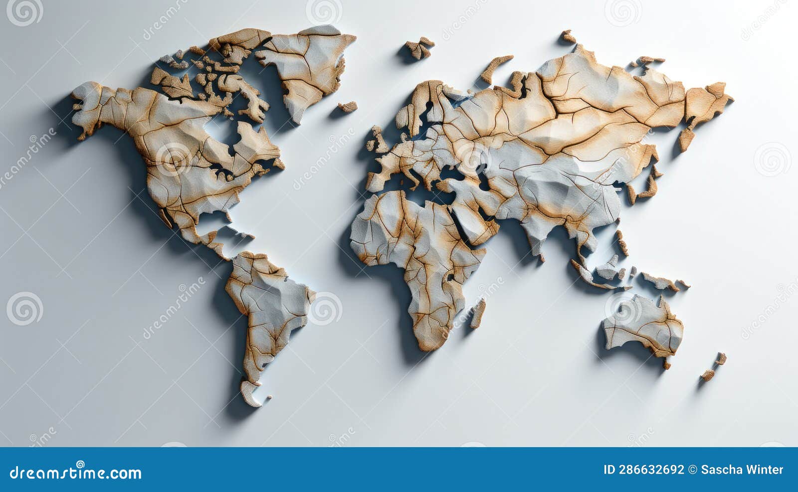 Minimalistic Concrete World Map: Artful Cartography in Subdued ...