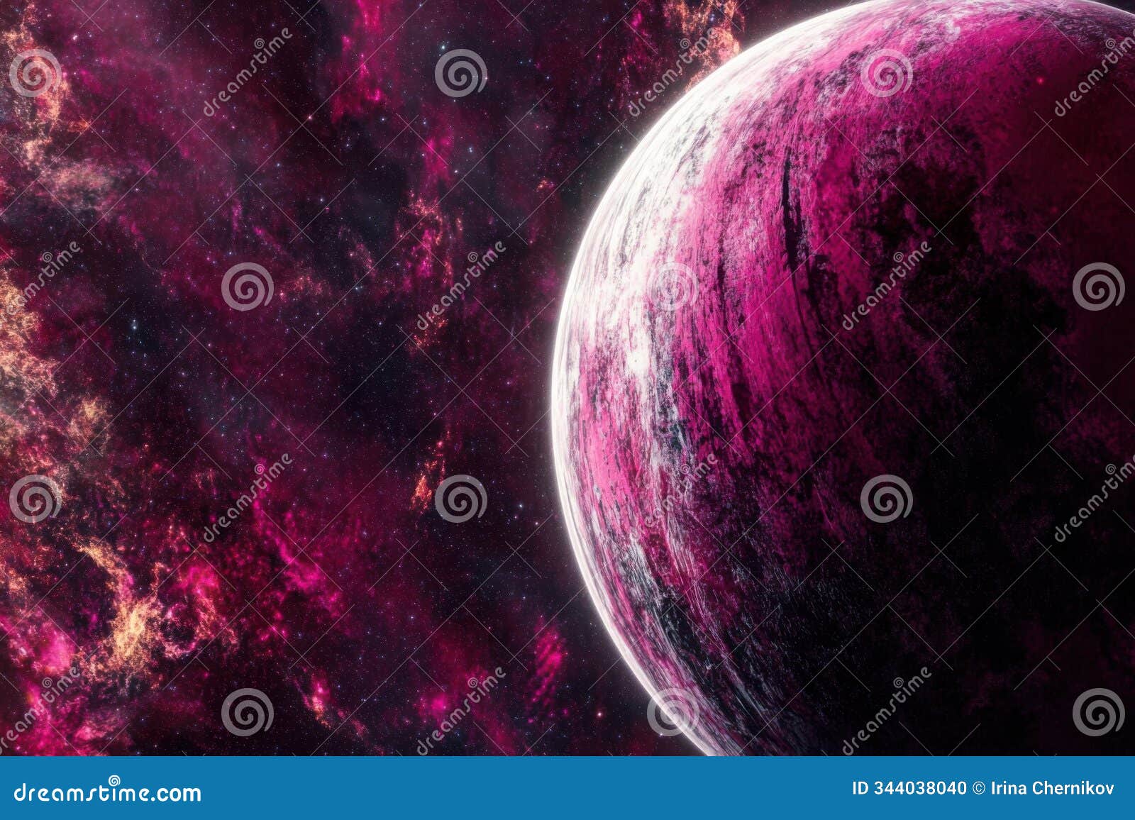 Minimalistic Cosmic Scene Featuring Pink Planet in Outer Space Stock ...
