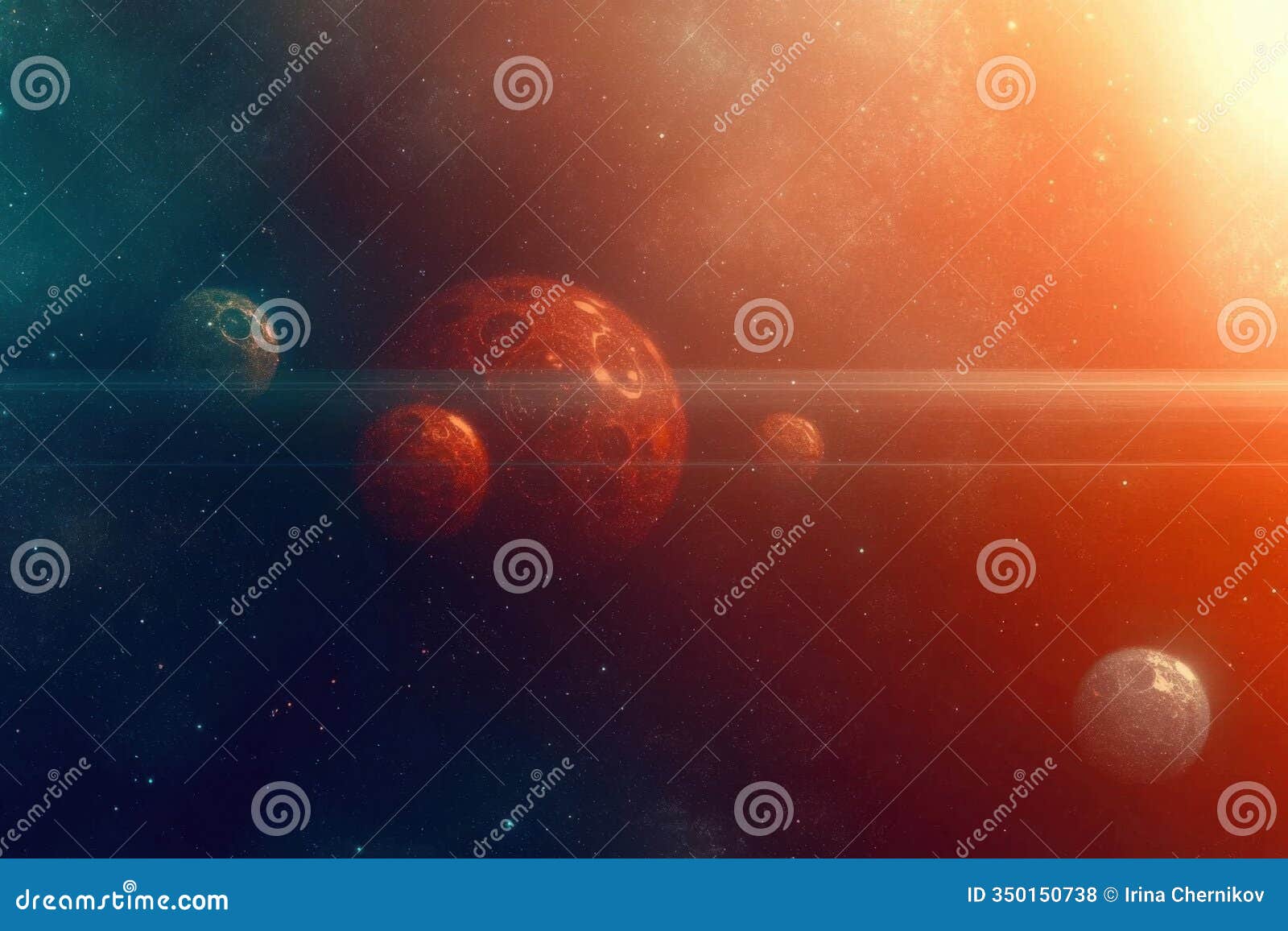 Minimalistic Cosmic Scene With Planets And Clouds For Space-themed ...