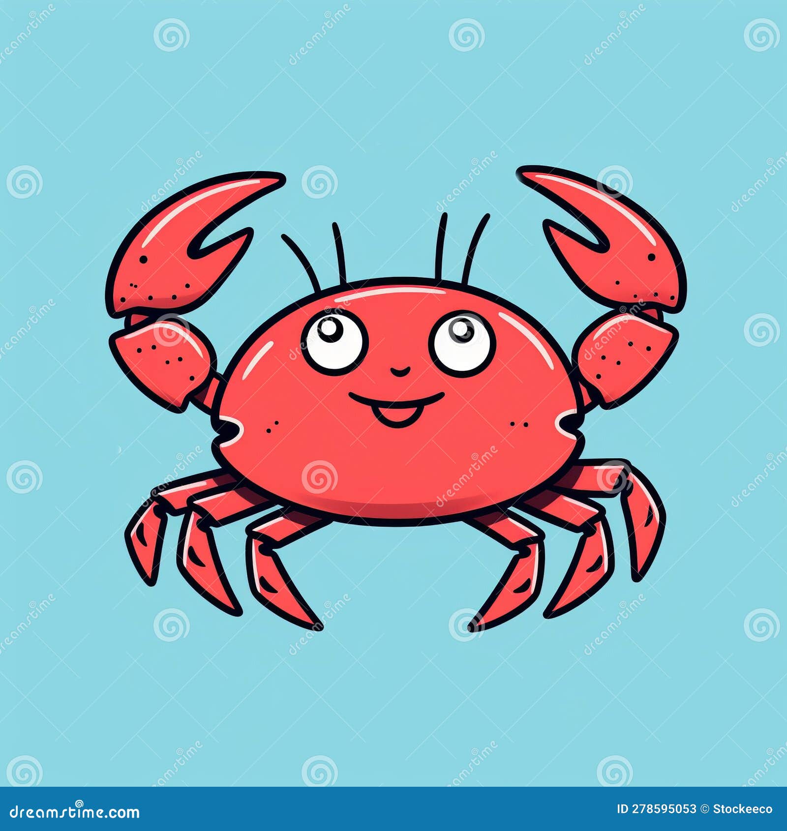 Minimalistic Crab Cartoon Doodle Line Art Stock Illustration ...