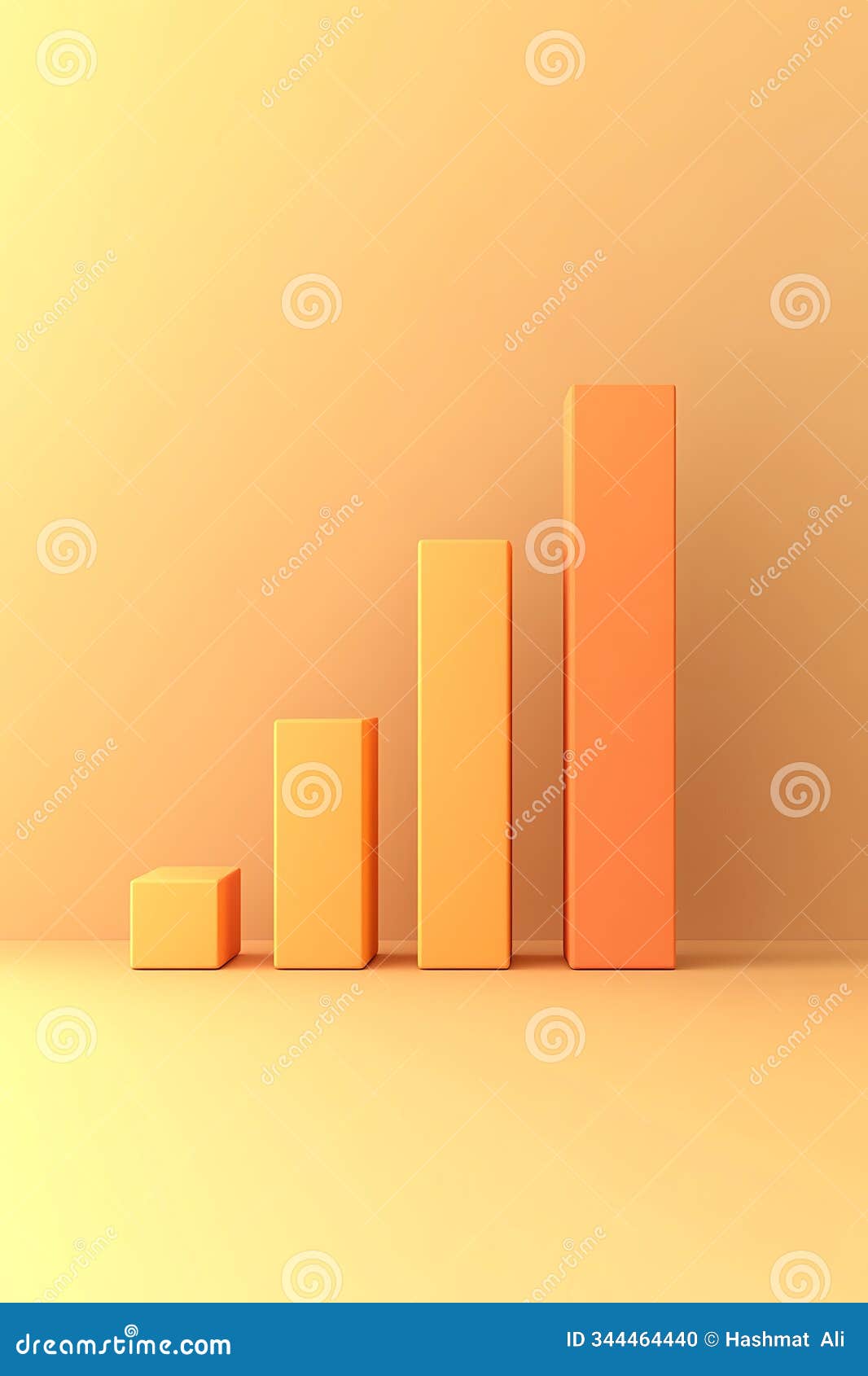 Minimalistic 3D Bar Chart with a Solid Light Orange Background Stock ...