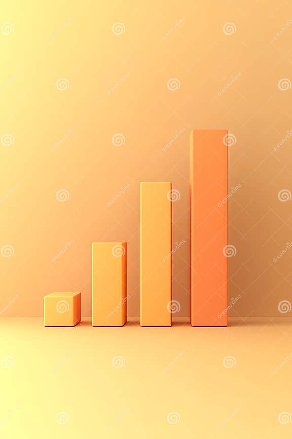 Minimalistic 3D Bar Chart with a Solid Light Orange Background Stock ...