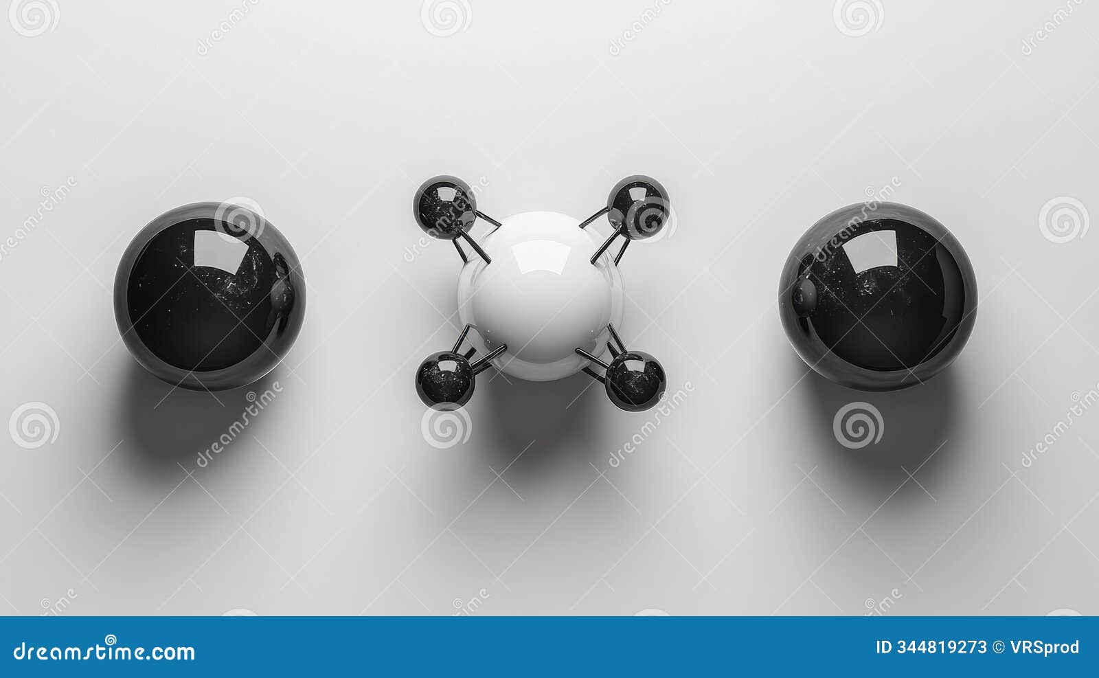 Minimalistic 3D Render of a Molecular Structure in Grayscale Stock ...