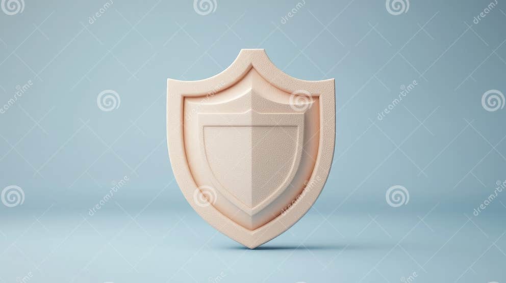 A Minimalistic 3D Shield Design on a Soft Blue Background, Symbolizing ...