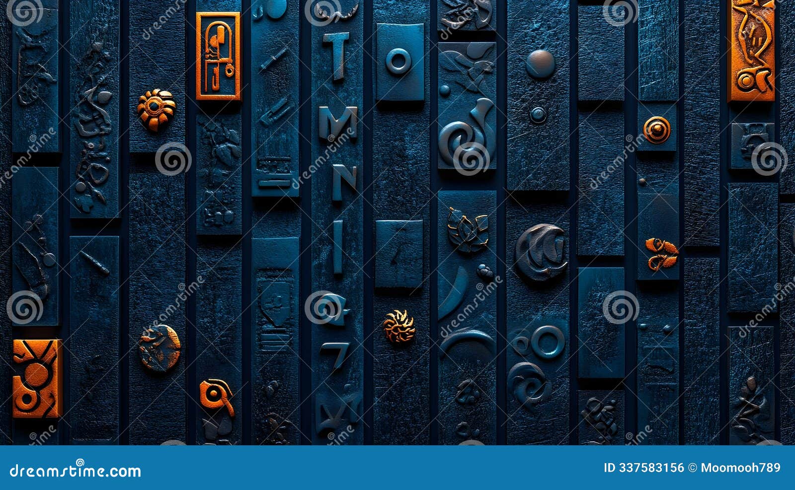 Minimalistic Dark Blue Rows with Overlapping Logos and Symbols Stock ...