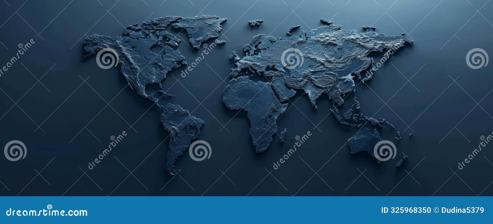 Minimalistic Dark Blue World Map with Textured Continents on a Dark ...