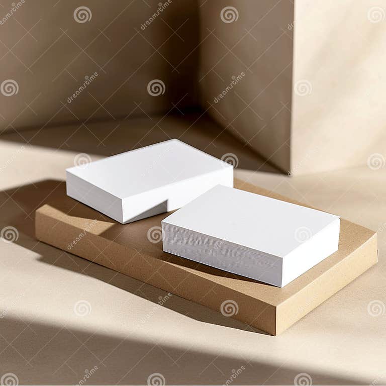 Minimalistic Design with Stacked Blank Notepads on a Beige Surface ...