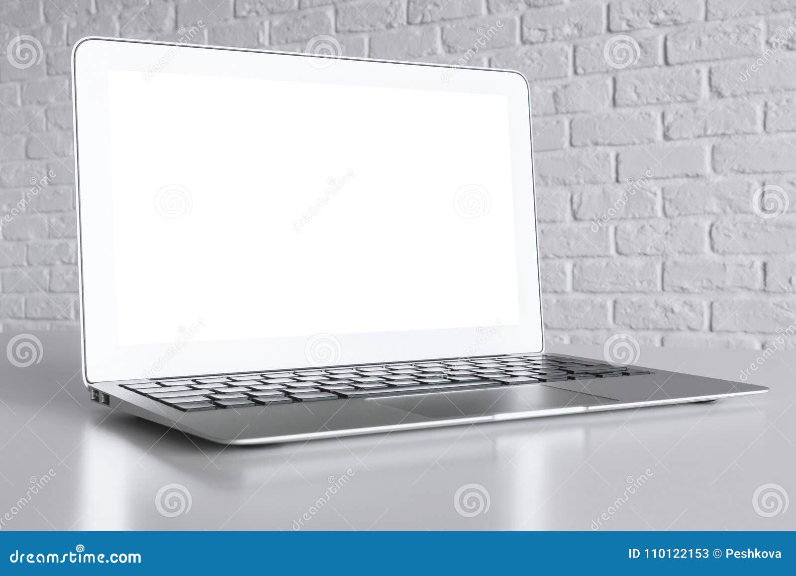 Minimalistic Desktop with Empty Laptop Stock Illustration ...