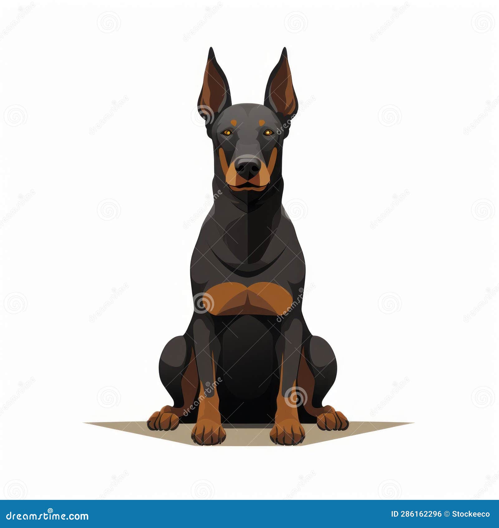 Minimalistic Doberman Sitting Icon - Vector Flat Style Stock ...