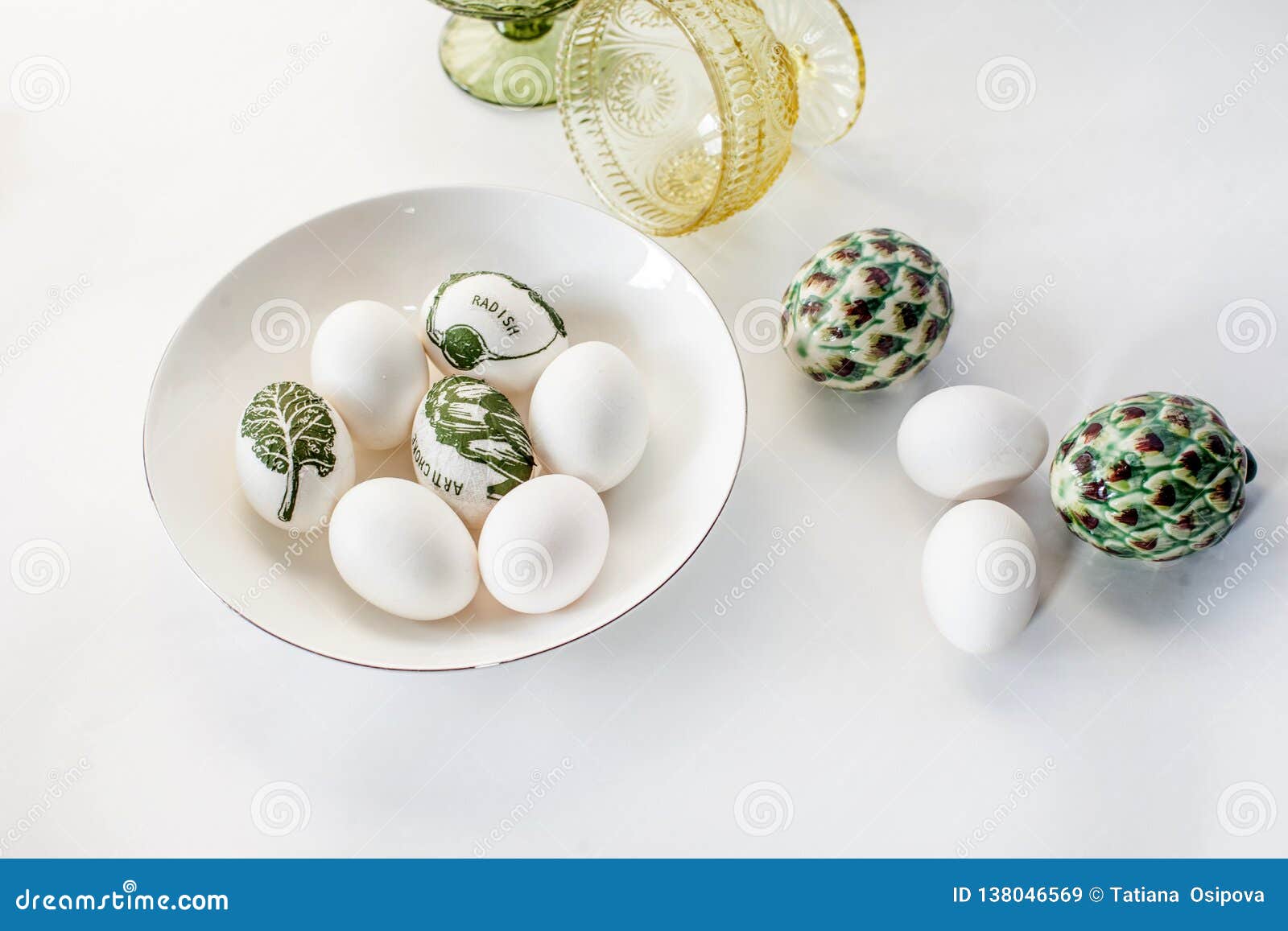 Minimalistic Easter Eggs Decorated with Decoupage and White on a White ...