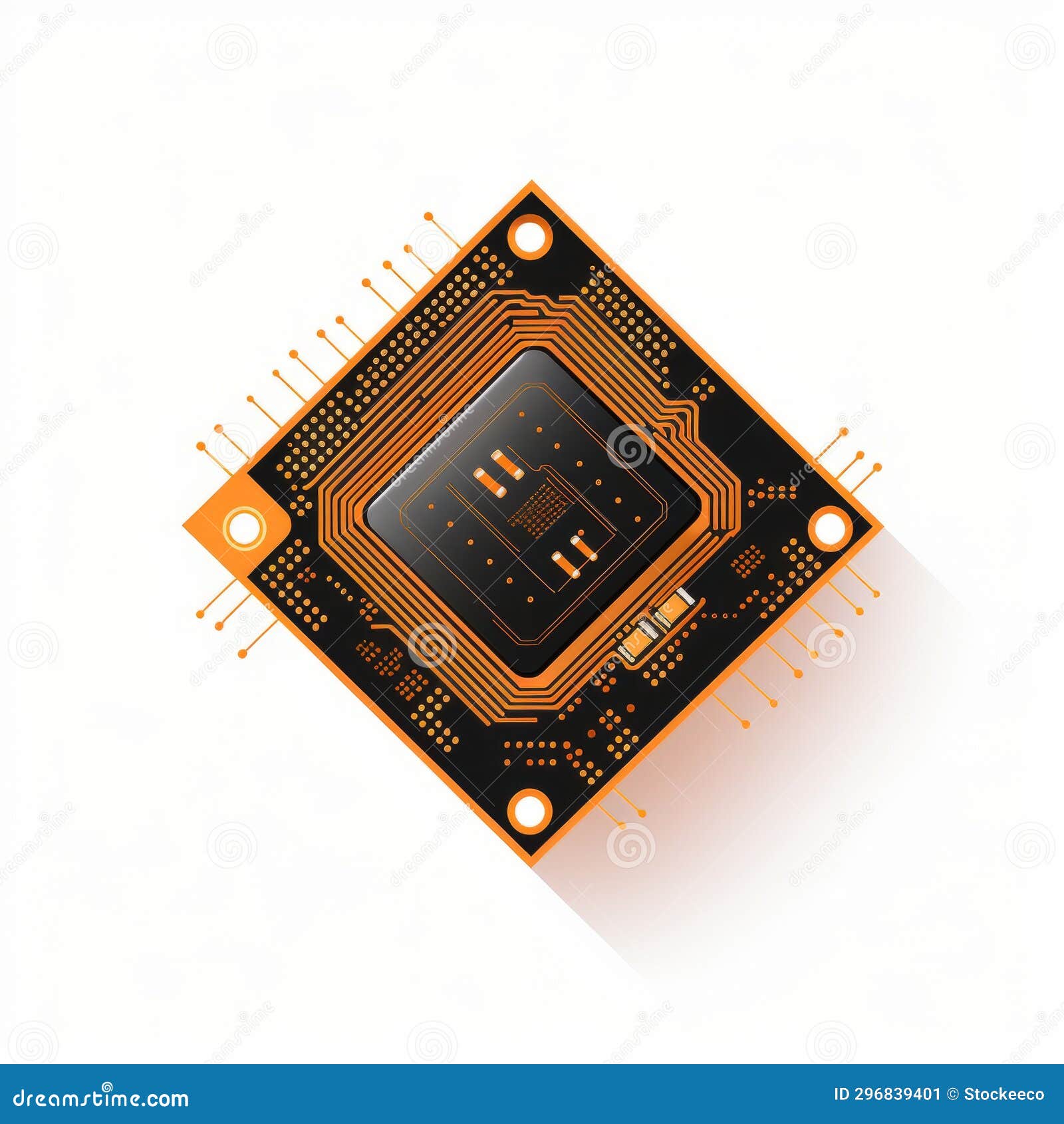 Minimalistic Electronic Circuit Board with Flat Orange Design Stock ...