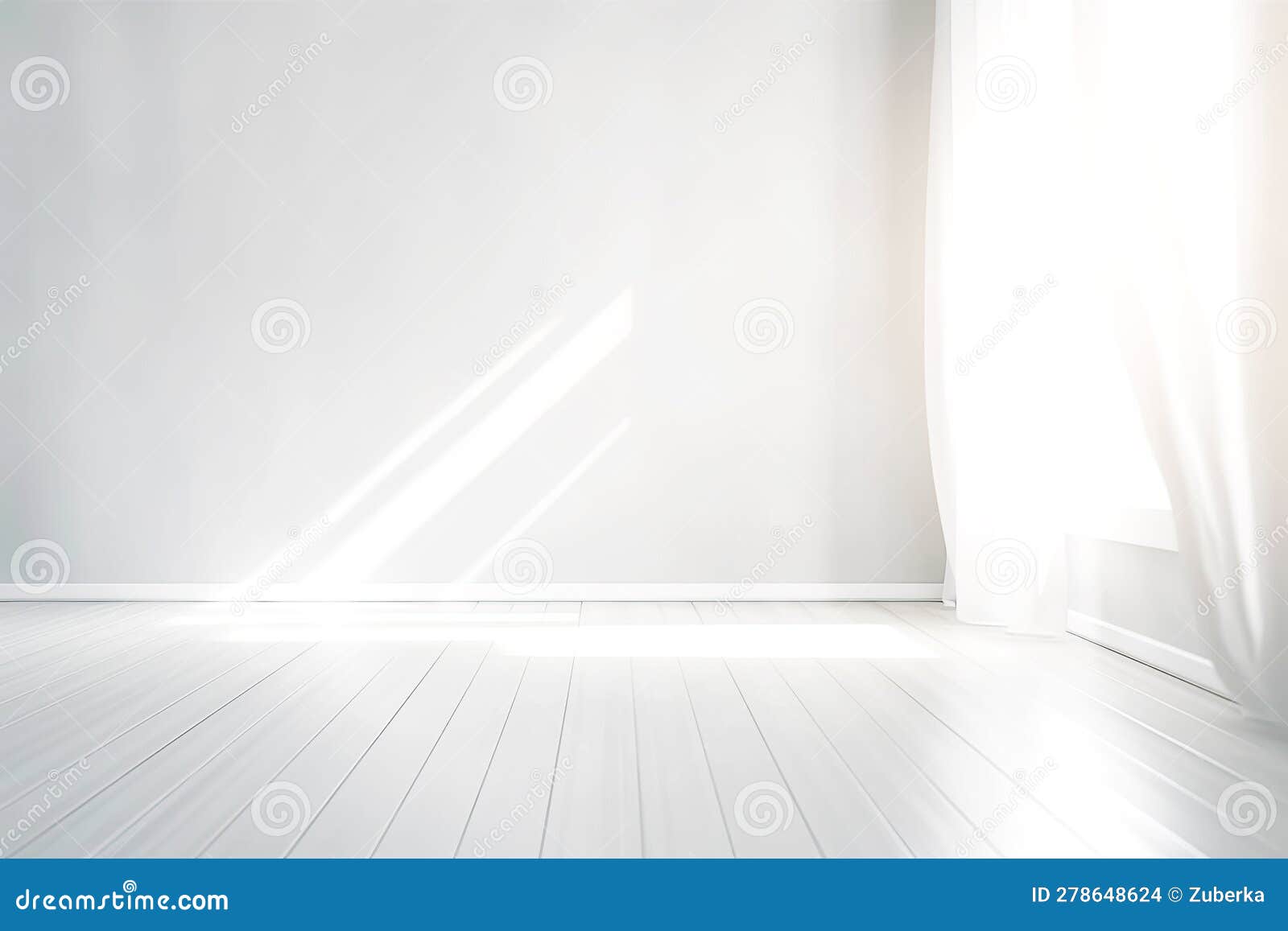 Minimalistic Empty Sunny White Interior with Blank Wall Stock ...