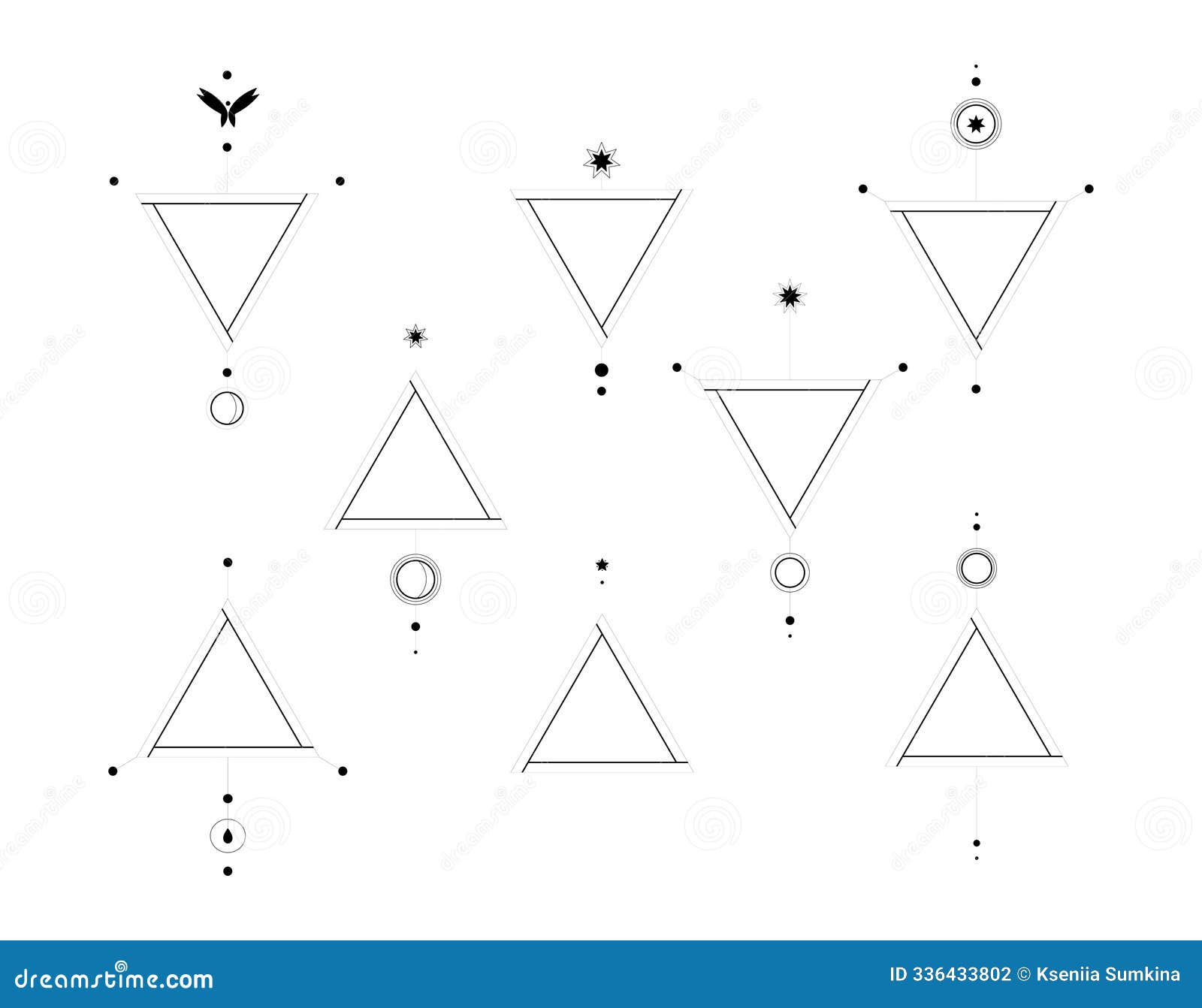 Minimalistic Esoteric Triangle Frame, Set of Vector Icons Stock Vector ...