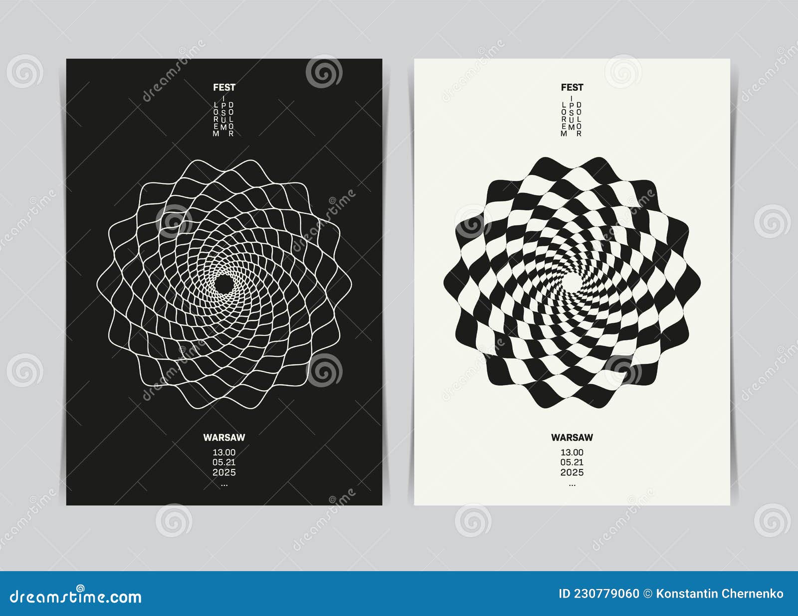 Minimalistic Event Flyer Template with Vortex Shape. Vector ...