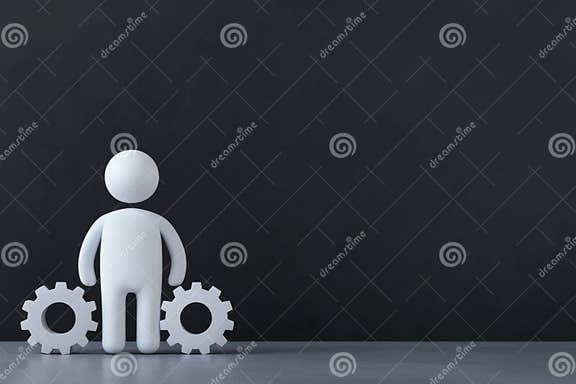 Minimalistic Representation of a Person with Gears, Symbolizing ...