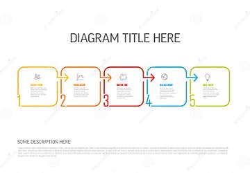 Minimalistic Five Square Steps Elements Template with Numbers and Icons ...