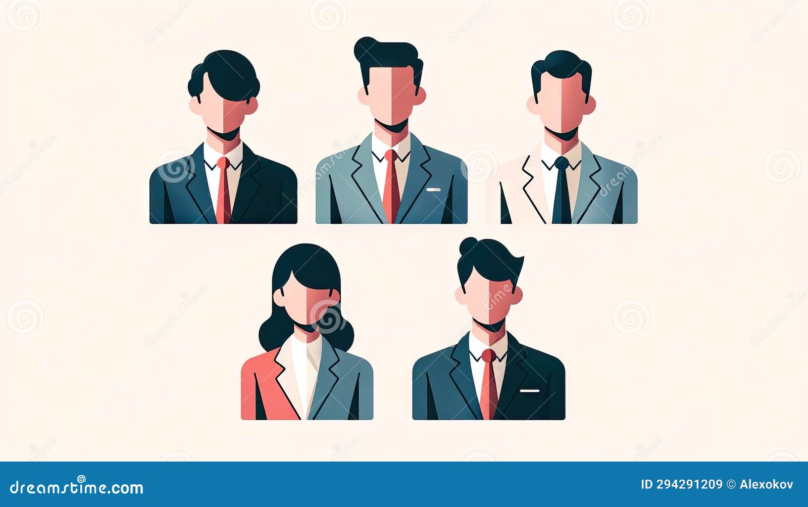 Minimalistic Flat Design of Six Business Avatars AI Generated Stock ...