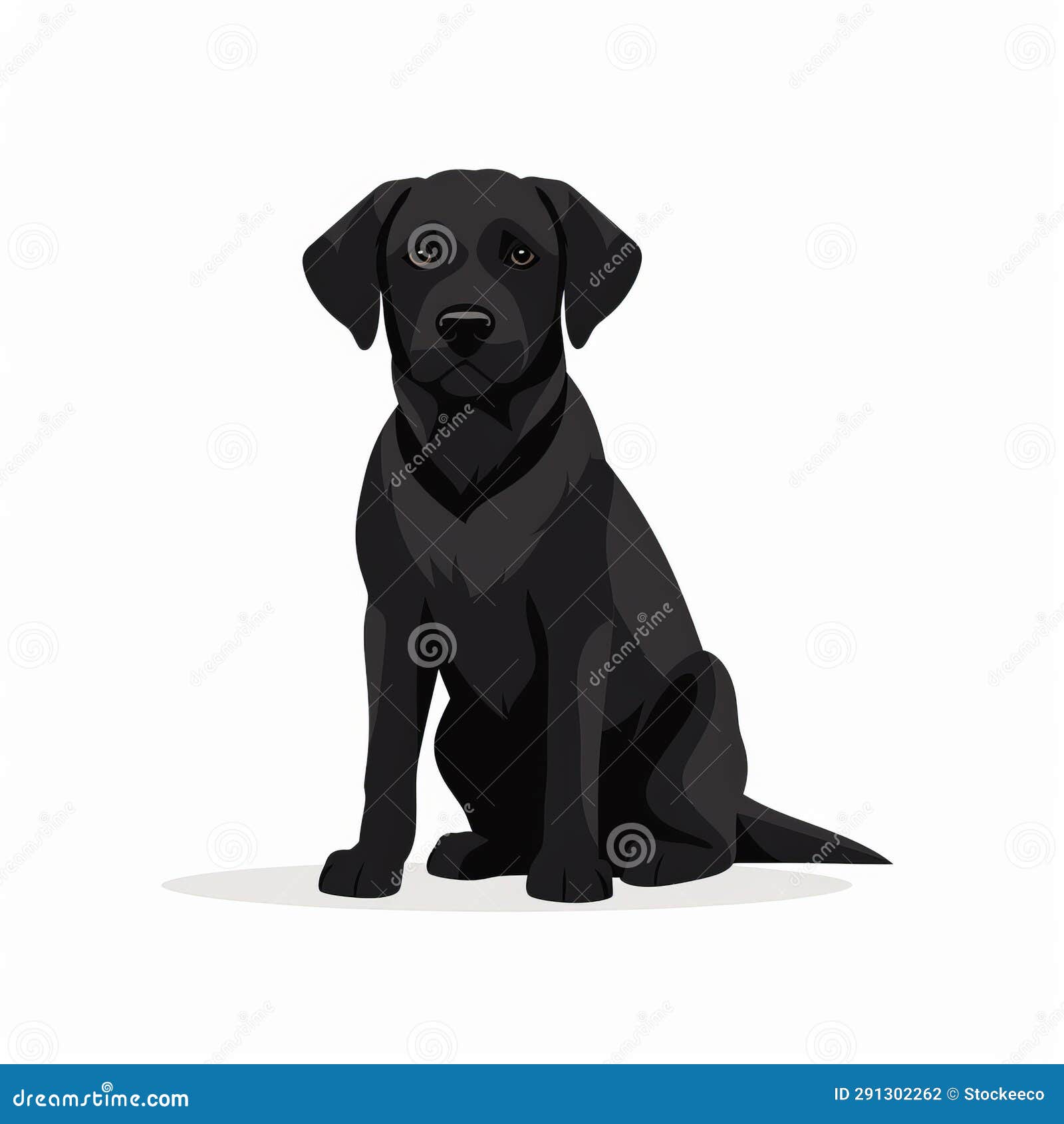 Sleek Black Labrador Dog on White Background - Limited Shading Flat ...