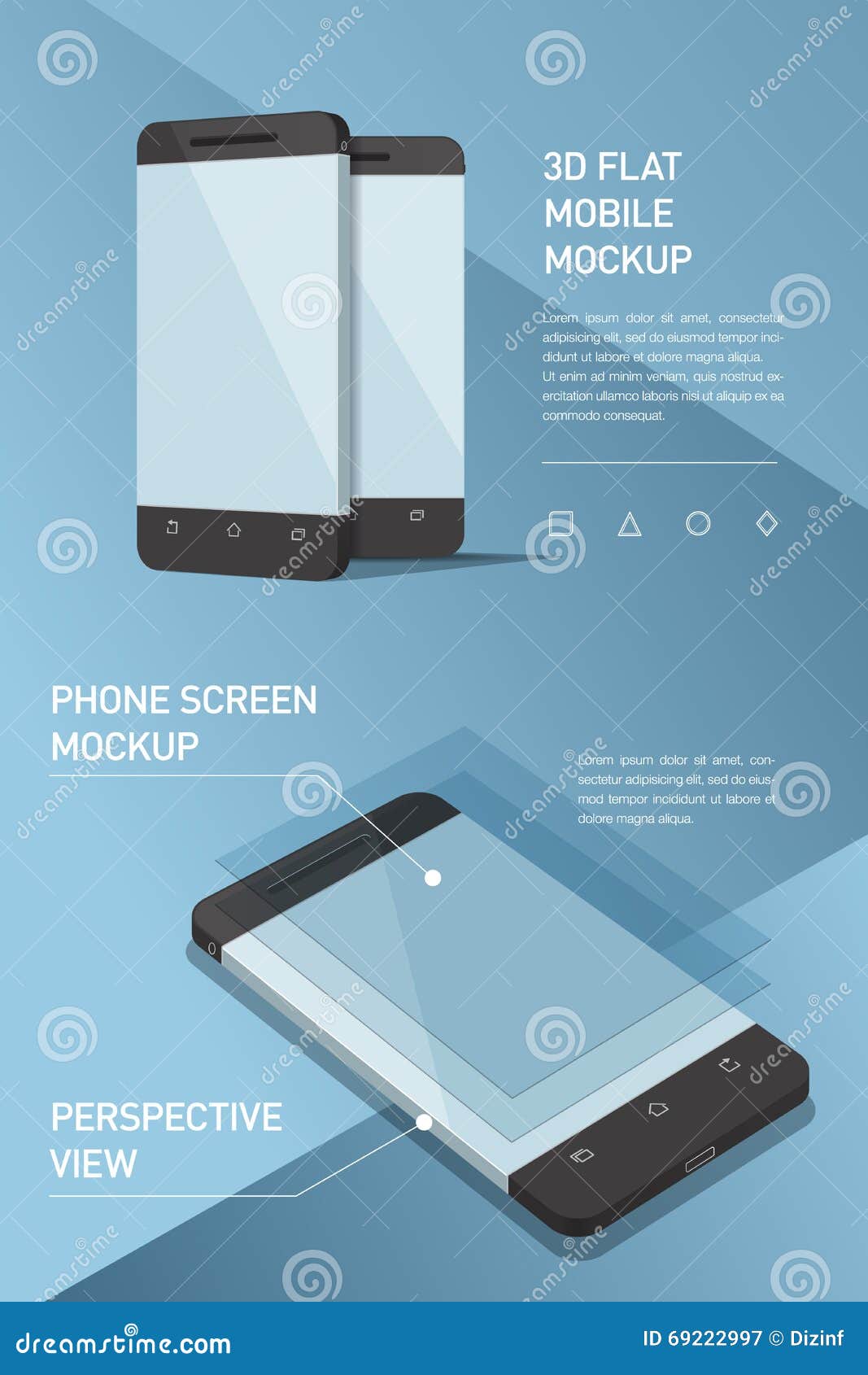 Minimalistic Flat Illustration of Mobile Phone. Perspective View Stock ...