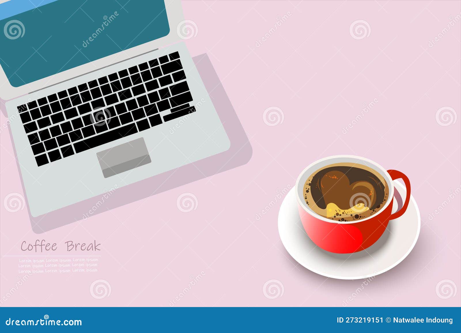 Minimalistic Flat Lay Composition of Laptop Computer and Cup of Coffee ...