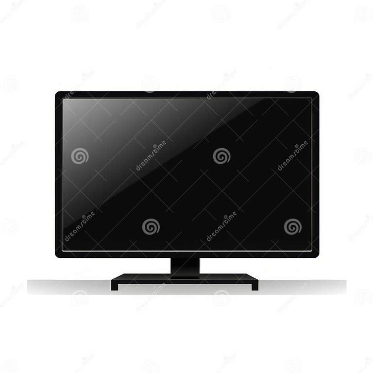 Minimalistic Flat Screen Television Vector with Solid Black Silhouette ...