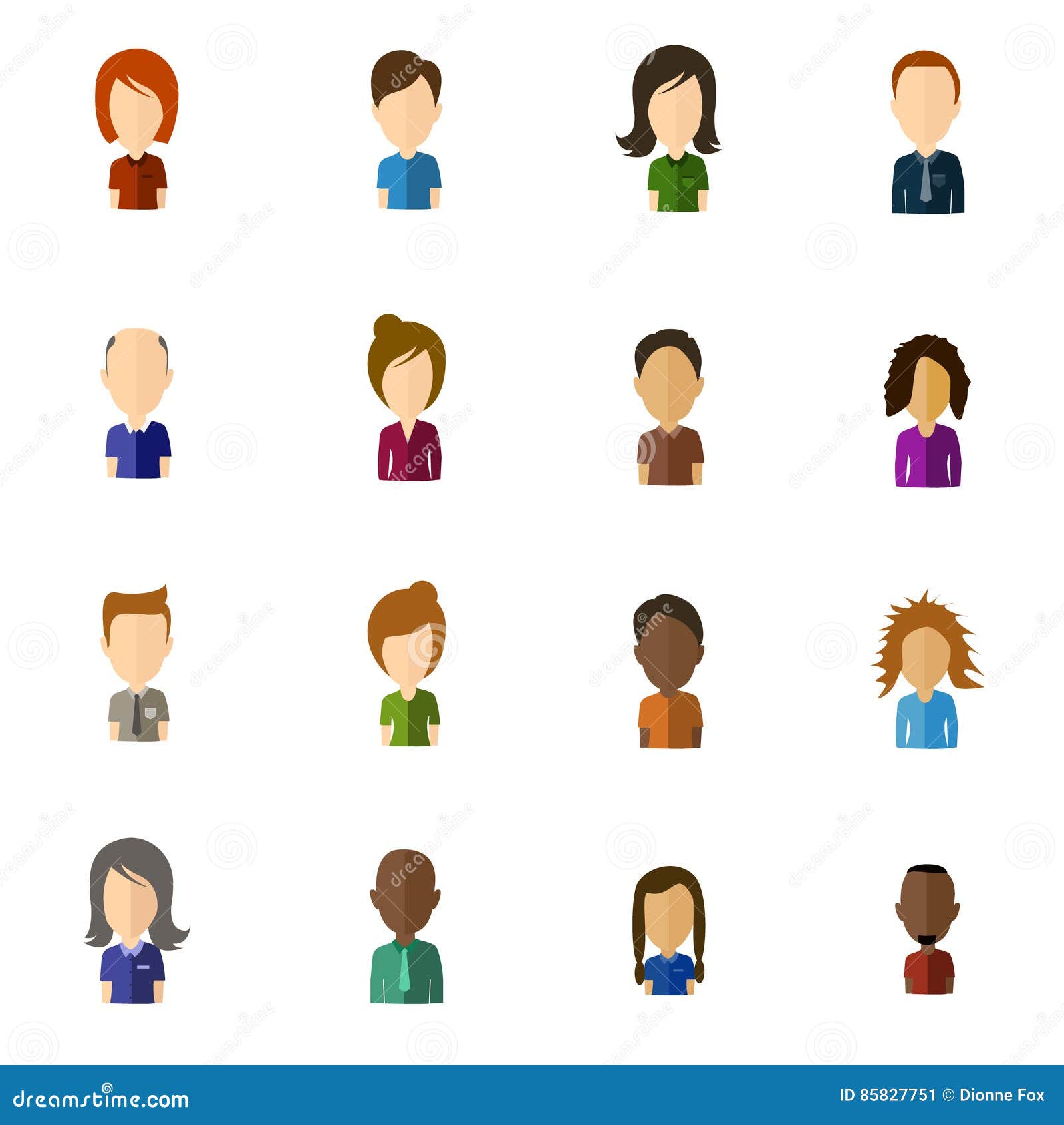 Minimalistic Flat User Icons with Large Head - Set 1 Stock Vector ...
