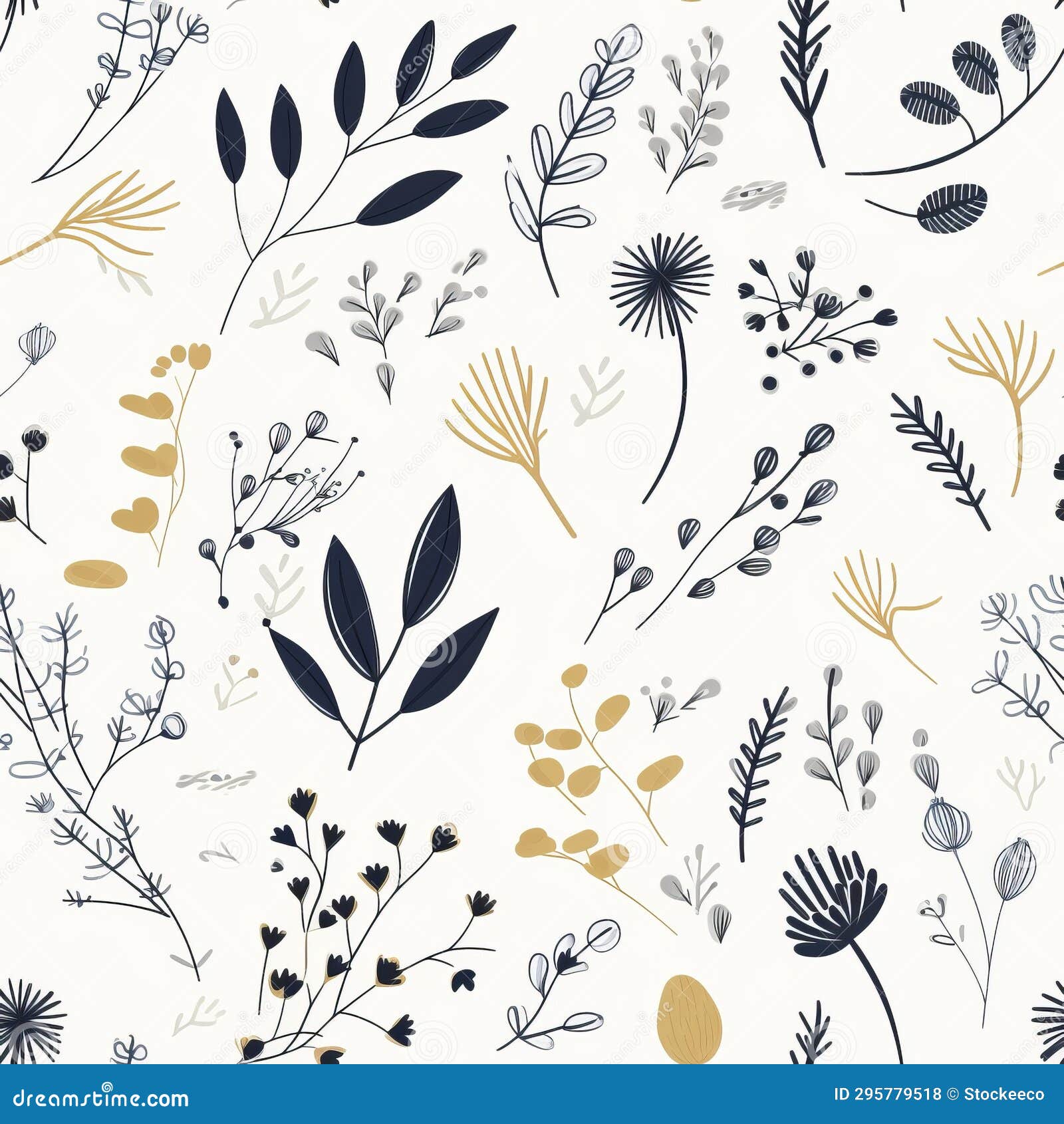 Minimalistic Floral Botanical Print Design with Hand-drawn Elements ...
