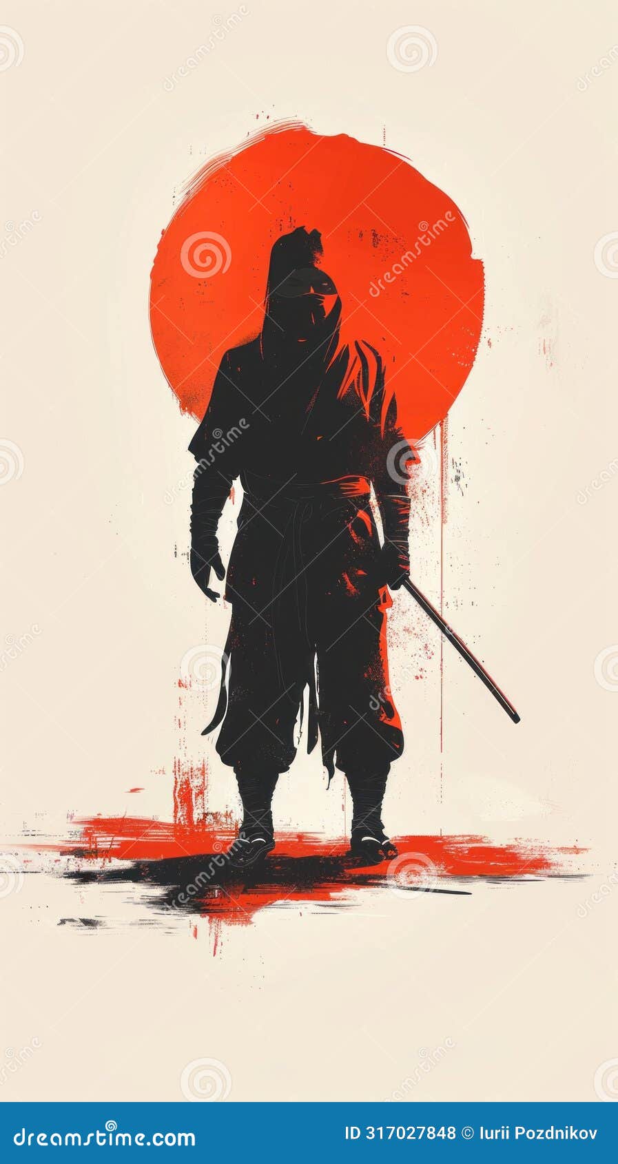 The Minimalistic Form of the Ninja in the Background Emphasizes the ...