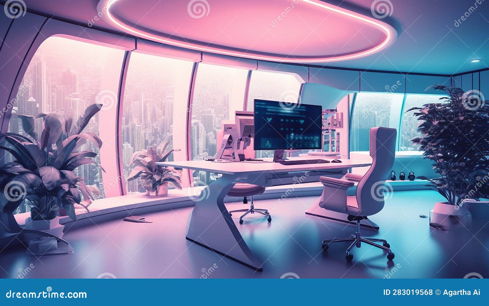 Minimalistic Futuristic Office Design with Simple Concept Created with ...